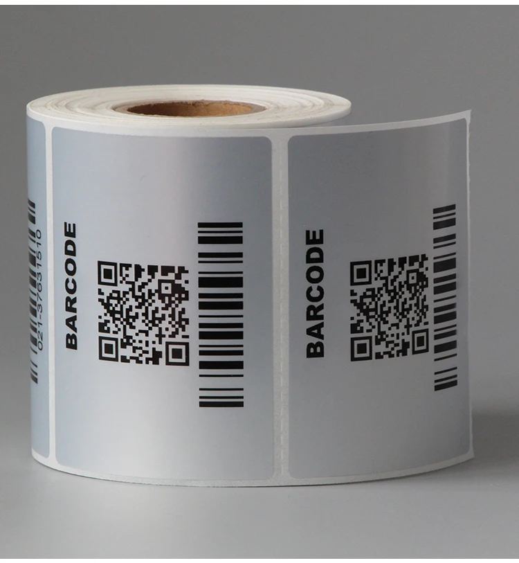 Custom Printed Self Adhesive Barcode Silver Foil Label Roll - Buy ...