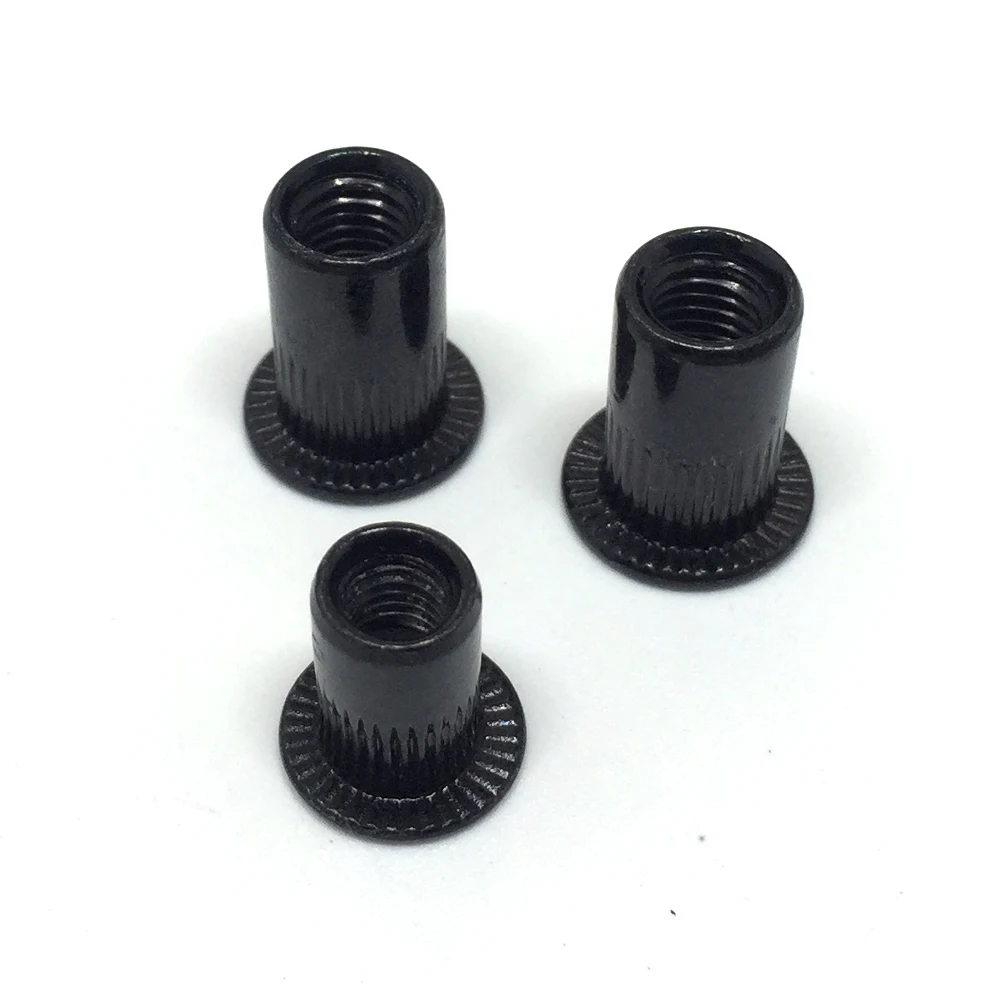 Carbon Steel Black Zinc Threaded Flat Head Flange Knurled Body Blind Rivet Nut - Buy Black Oxide ...