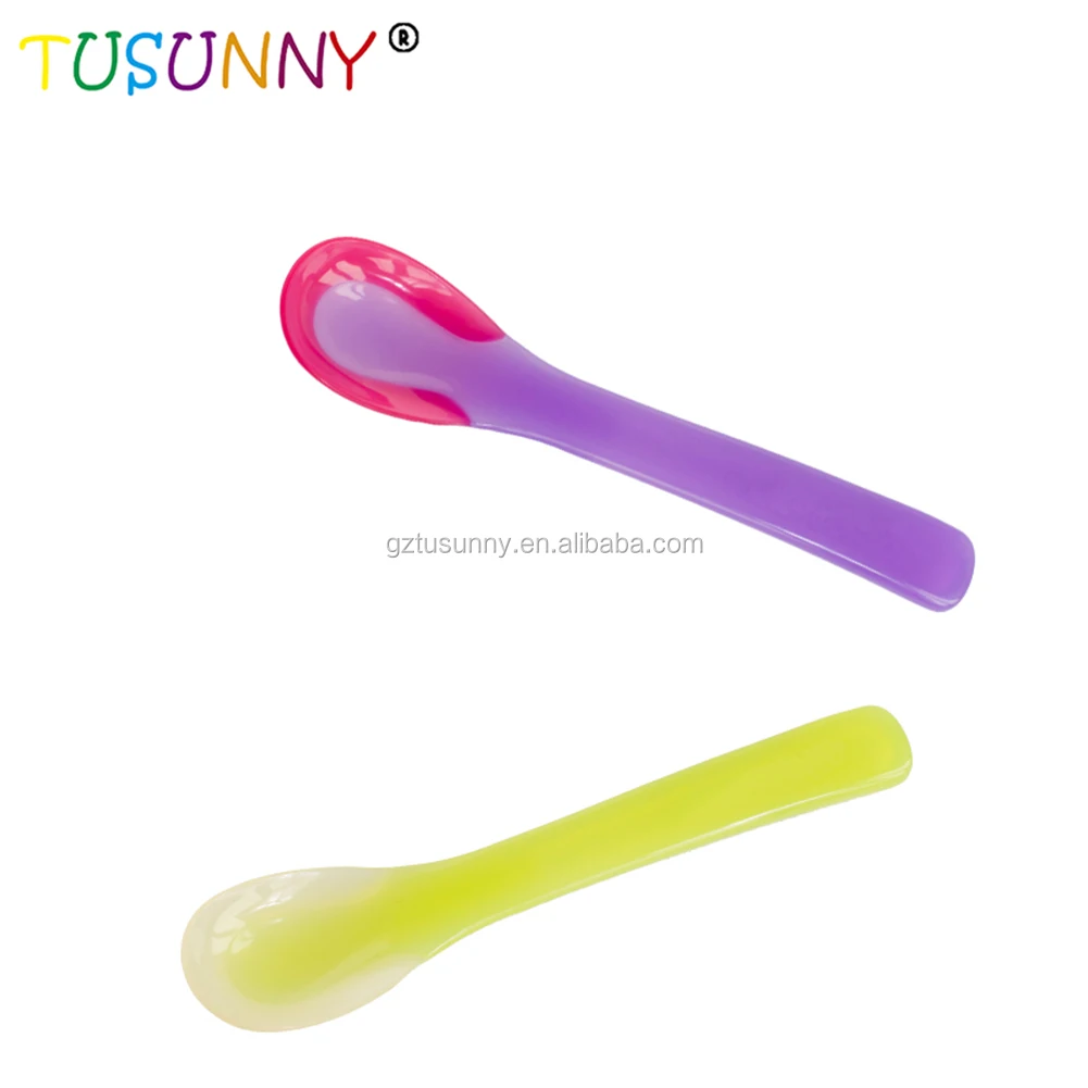 Heat Sensitive Plastic Pp Color Change Baby Food Spoon - Buy Baby Food ...