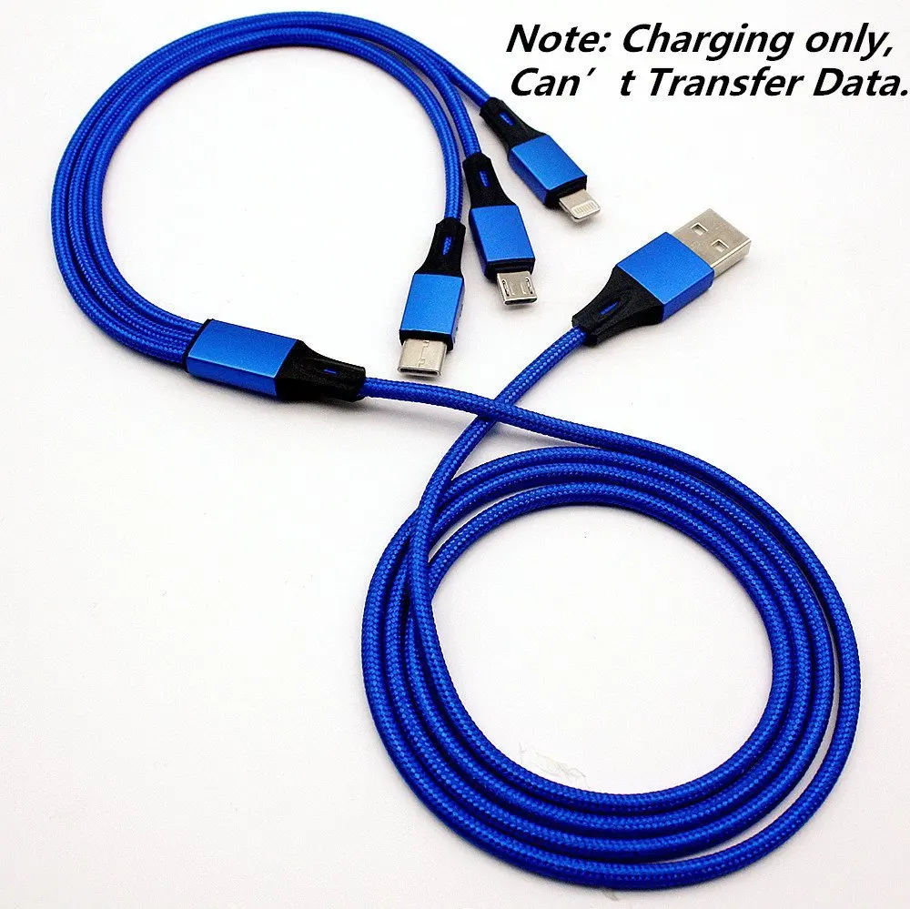 3.0a Fast Charging 3 In 1 Nylon Usb Data Charger Cable - Buy 3 In 1 Usb ...