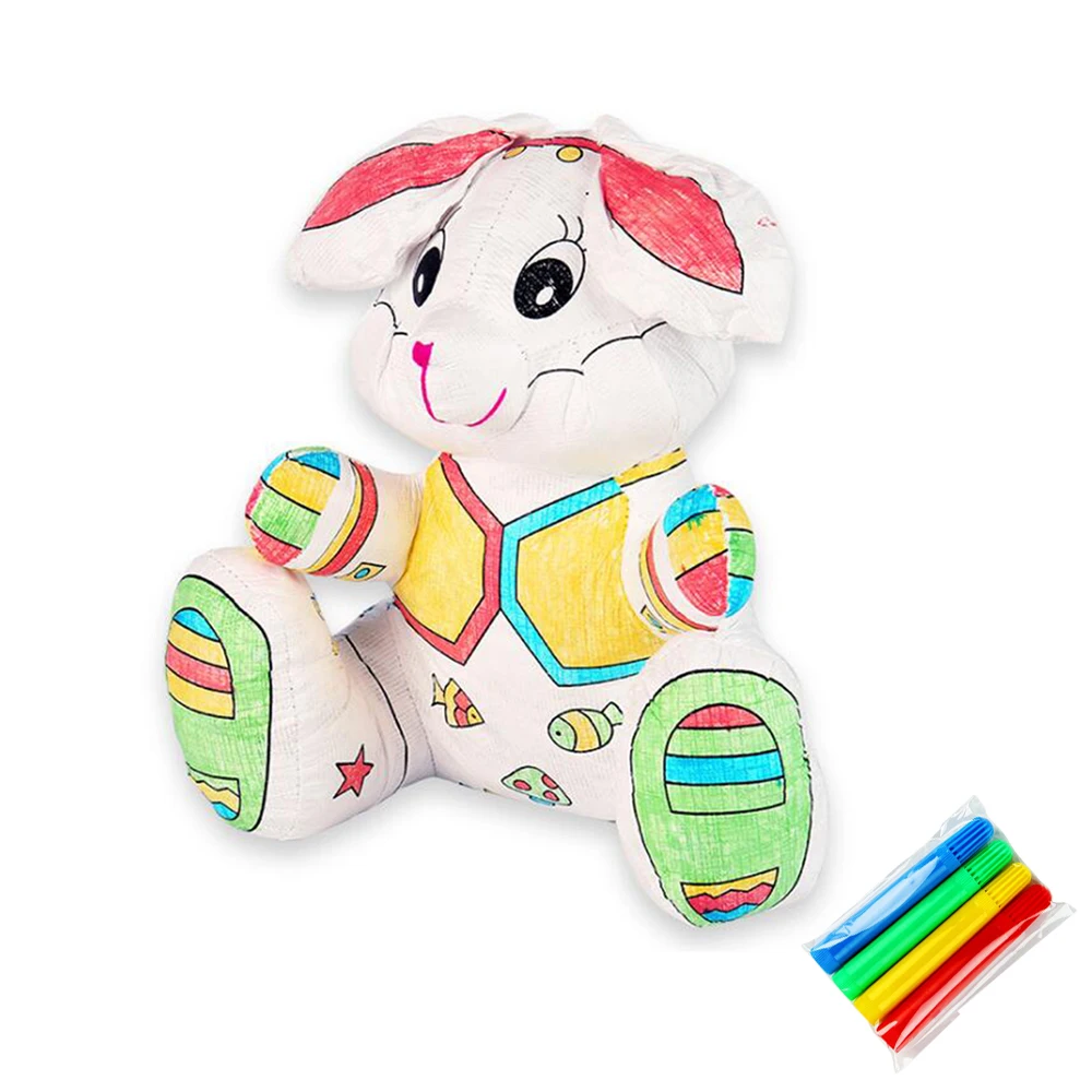 Kid Educational Plush Rabbit Washable Coloring Diy Painting Toys - Buy ...