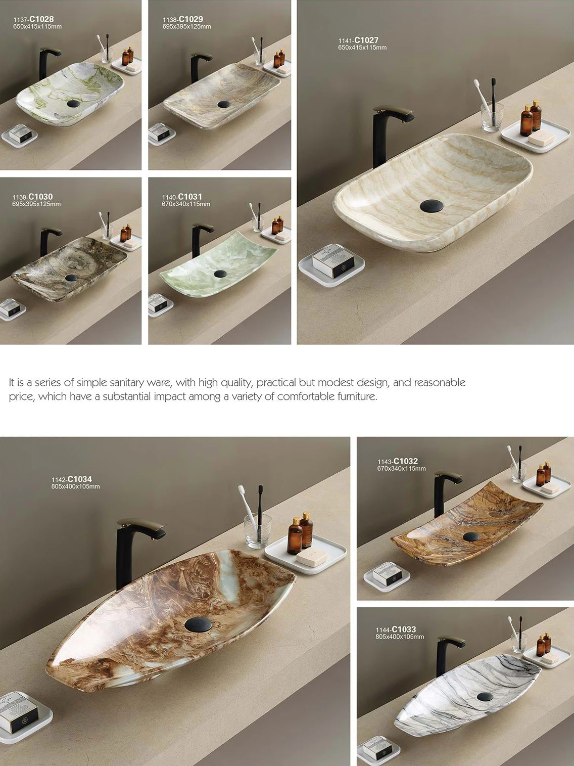 Wholesale Round White Natural Stone Pattern Marble Color Wash Basin ...