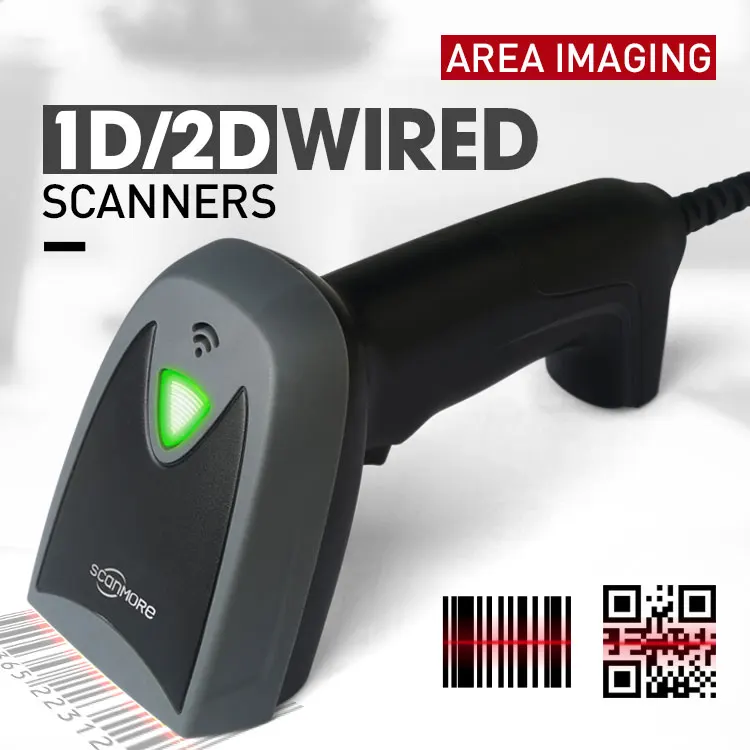 2D Wired Barcode Scanner Laser Barcode Reader QR Handheld Bar Code ...