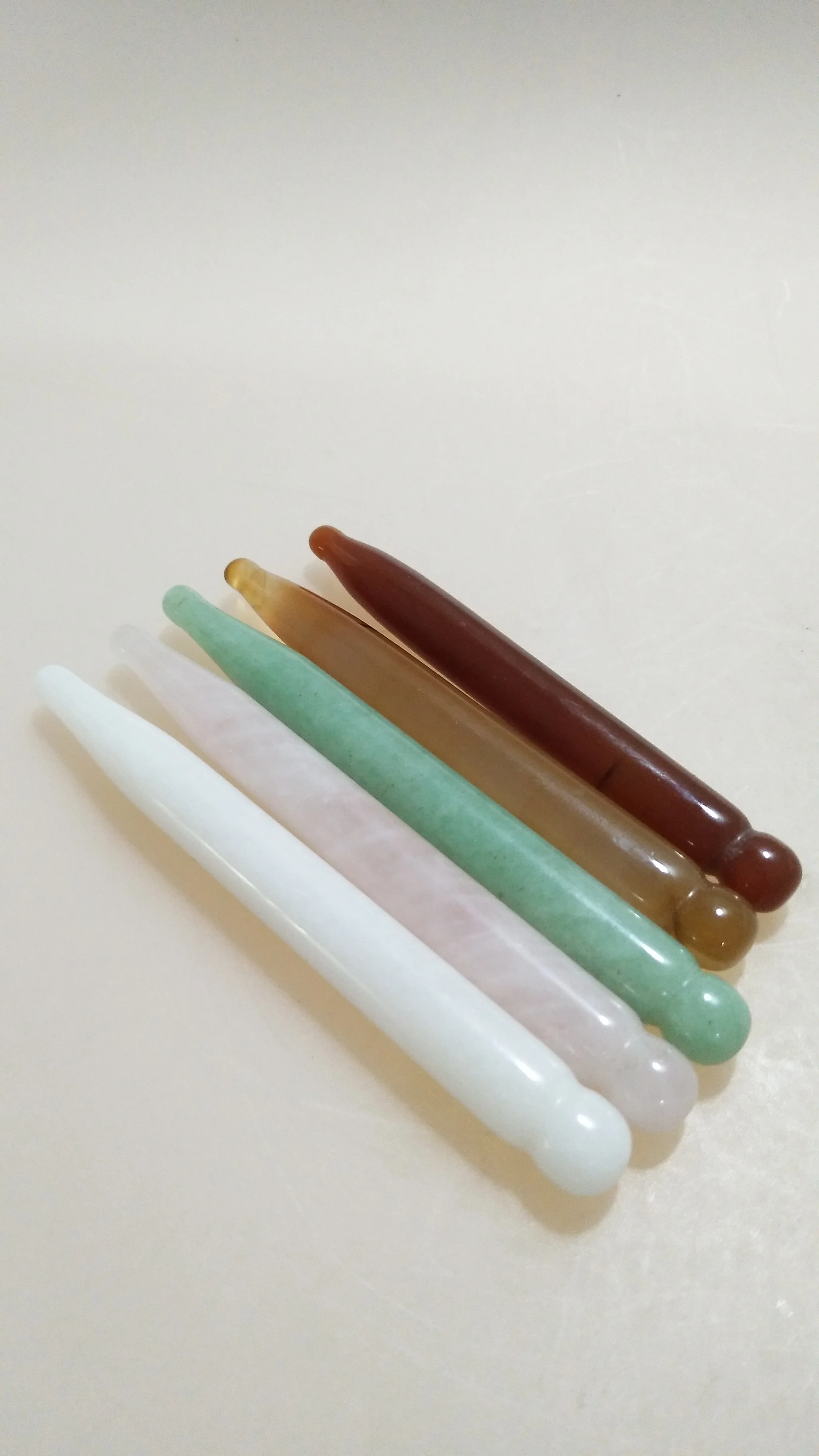 Crystal Stone Face Massage Roller Stick Carving Polished Crystal Jade Stick Acupuncture Points