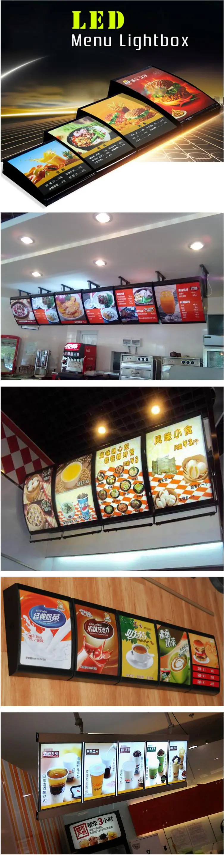 High Quality Led Fast Food Menu Board Illuminated Aluminum Frame Wall ...