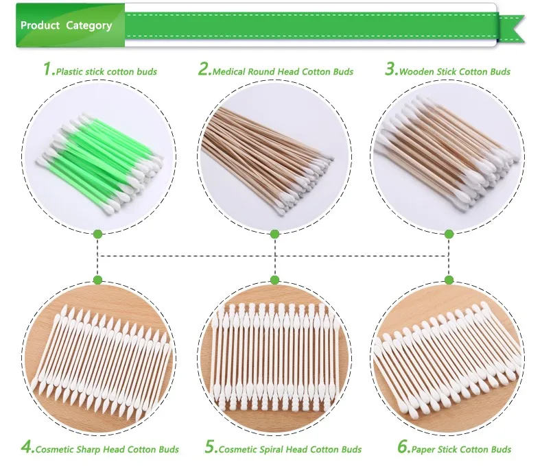 Double Head Bamboo Stick Cotton Buds Daily Use Ear Cleaning Swab - Buy ...