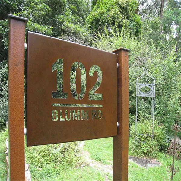 Laser Cut Corten Steel Vintage Signs with Door Numbers