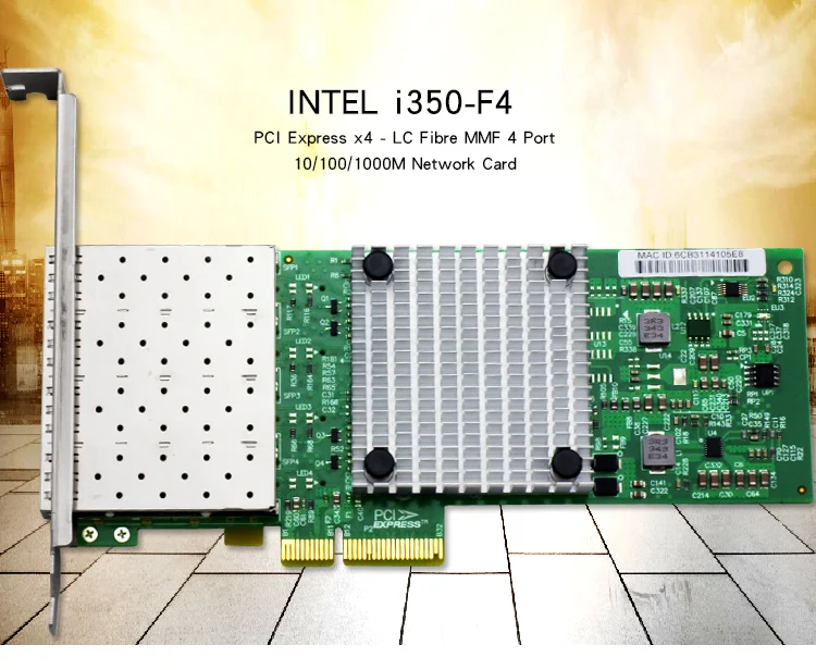 Pcie X4 Quad Port 4*sfp Gigabit Fiber 1000base-x Nic Card Compatible ...