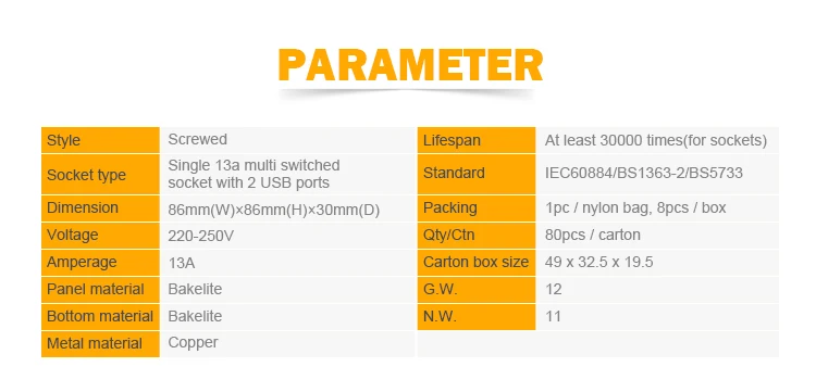 Bakelite Panel 13A BS5733 Universal Wall Socket with 2 USB Ports