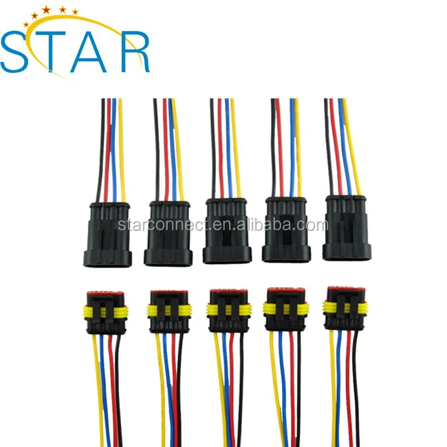 4 Pin AMP Waterproof Connector Wire 1.5mm Series Terminal Connector ...