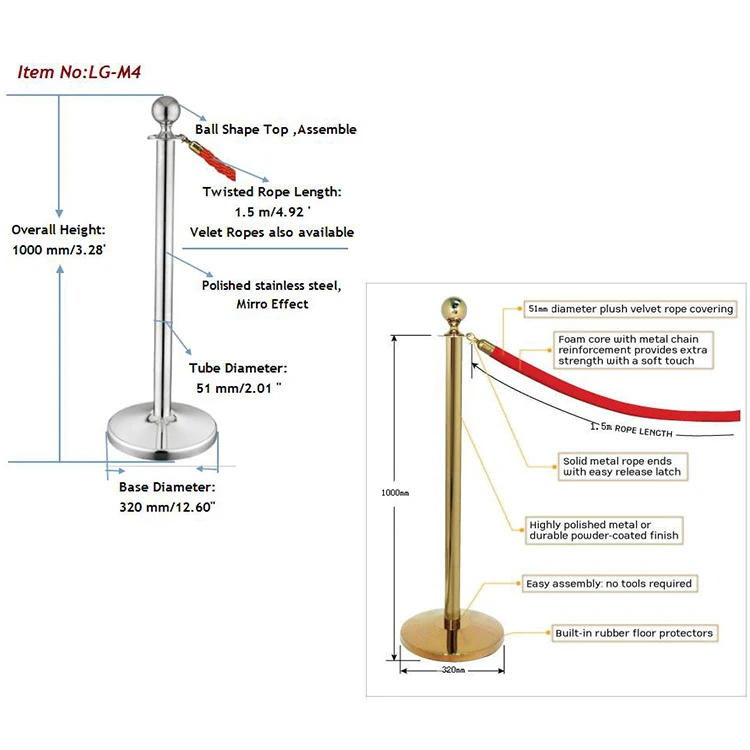 Stainless Steel Pole and Rope Stanchion - Durable & Stylish