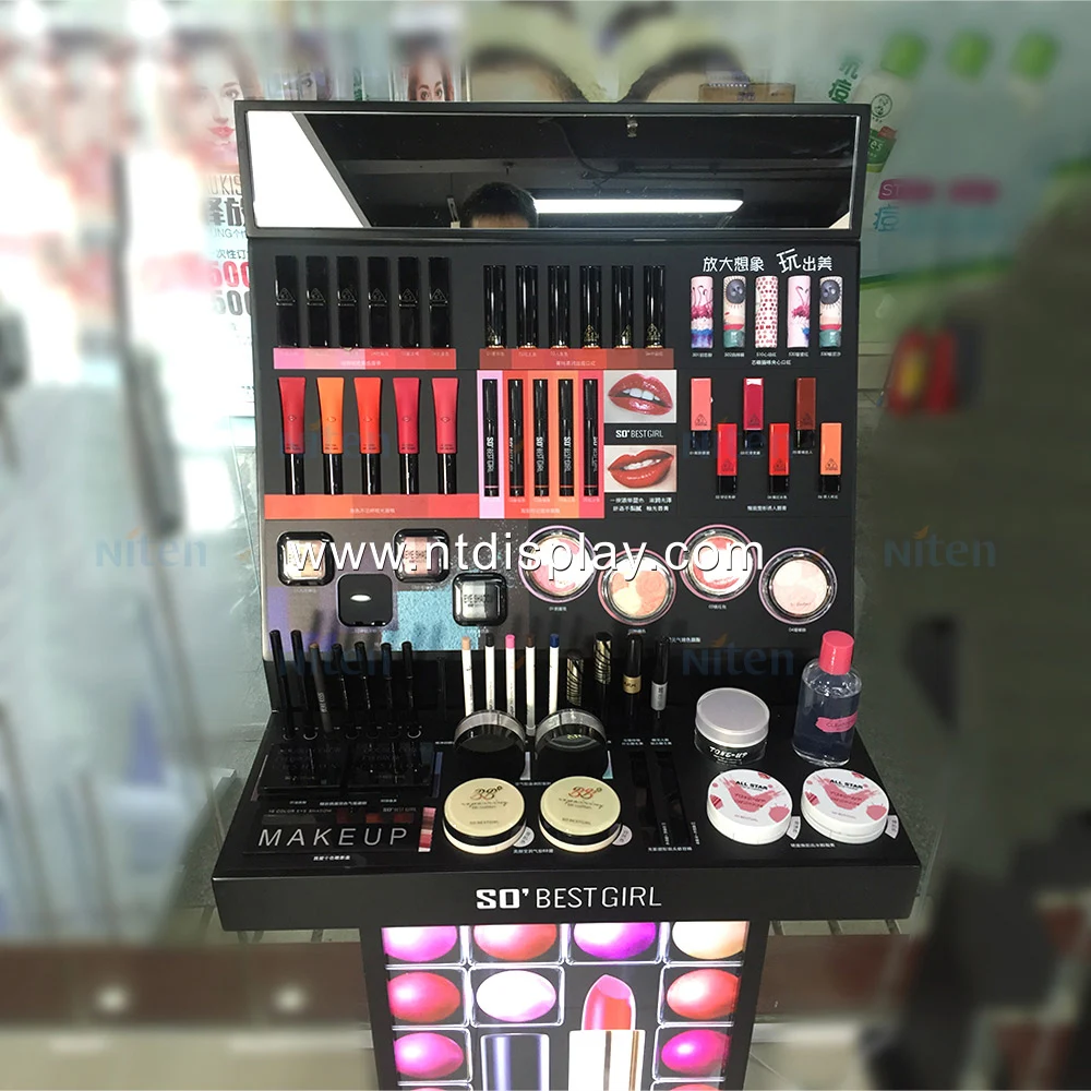 2016 Wholesale Fashion Wooden Cosmetic Makeup Retailers Display Stand ...