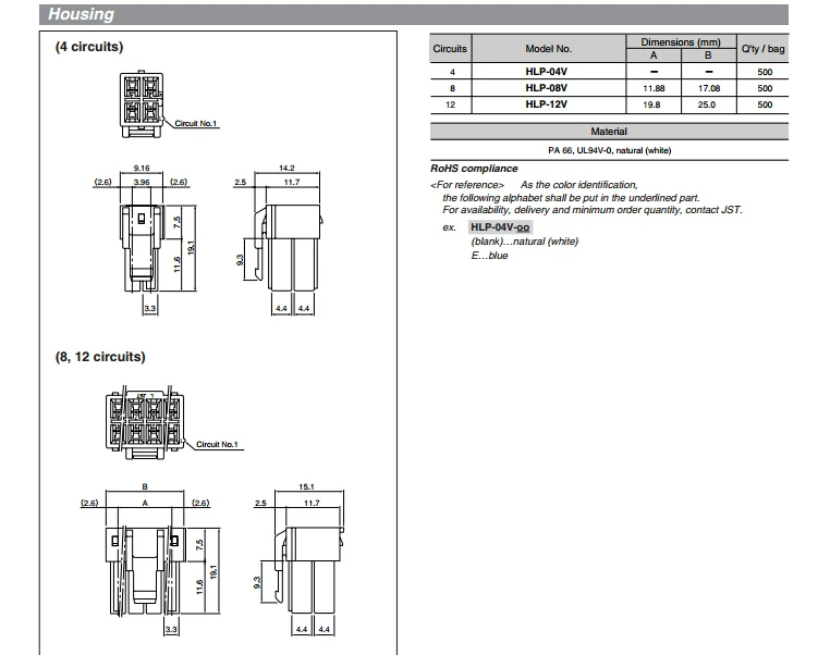 Jst 3.96mm Pitch 4 Pin Terminal Connector Hl Series Terminal Connector Hlp-04v Wire To Board ...
