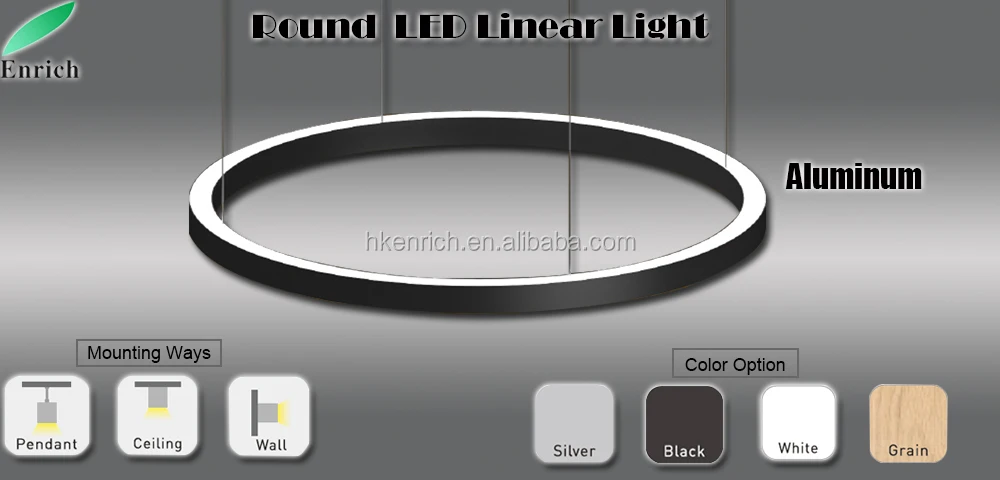 1.2m Size Round Ring Led Pendant Linear Light With Aluminum Profile ...