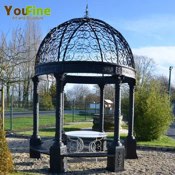 Ornate Black Round Metal Wrought Iron Metal Garden Gazebos For Sale ...