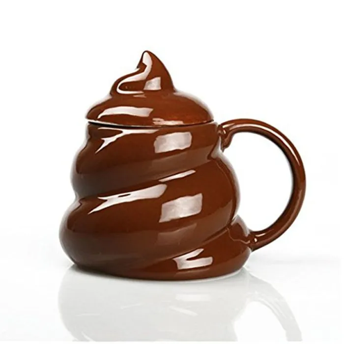 3d Creative Cheap Brown Coffee Mug Poop Design Ceramic Mug With Lid ...