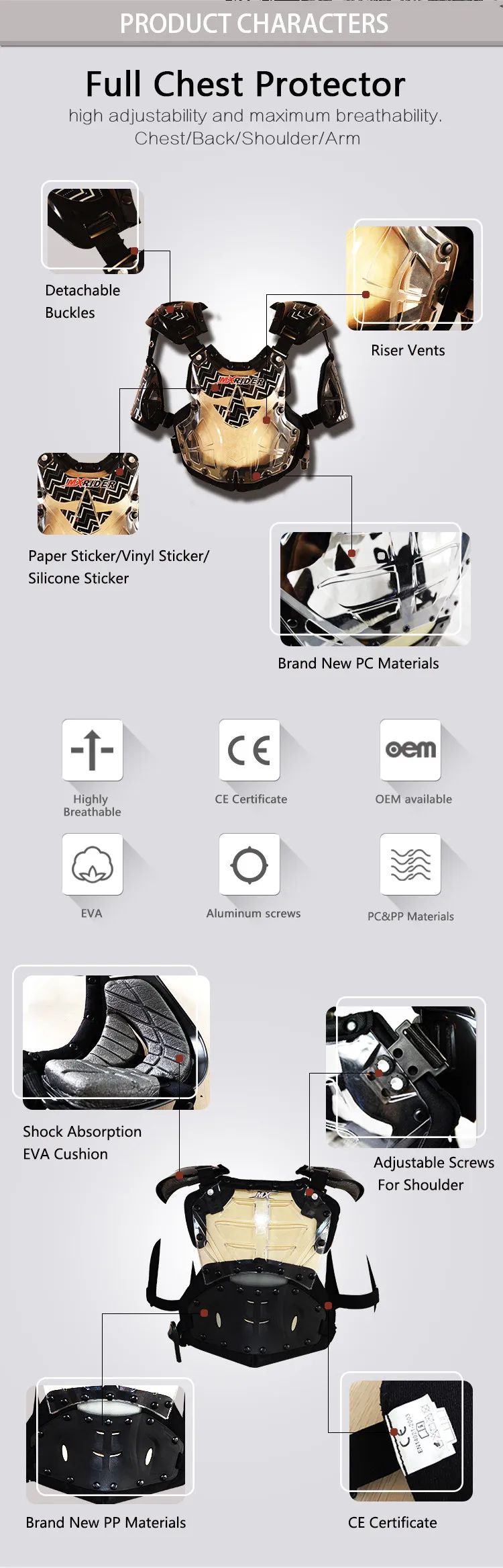 Ce Approved Motorcycle Motocross Transparent Children Adult Back Chest ...