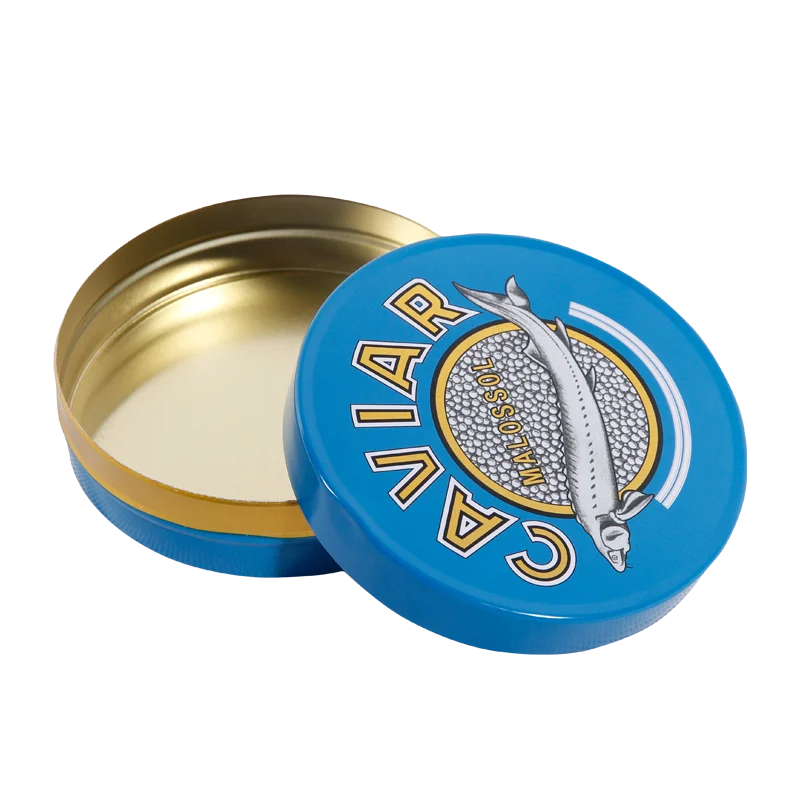 Printed Custom Logo Vacuum Caviar Tins With Inside Edible Gold Varnish ...