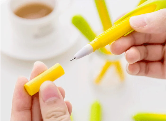 Novelty Design Corn Shape Pen Silicone Rubber Square Corn Pen With Cap ...