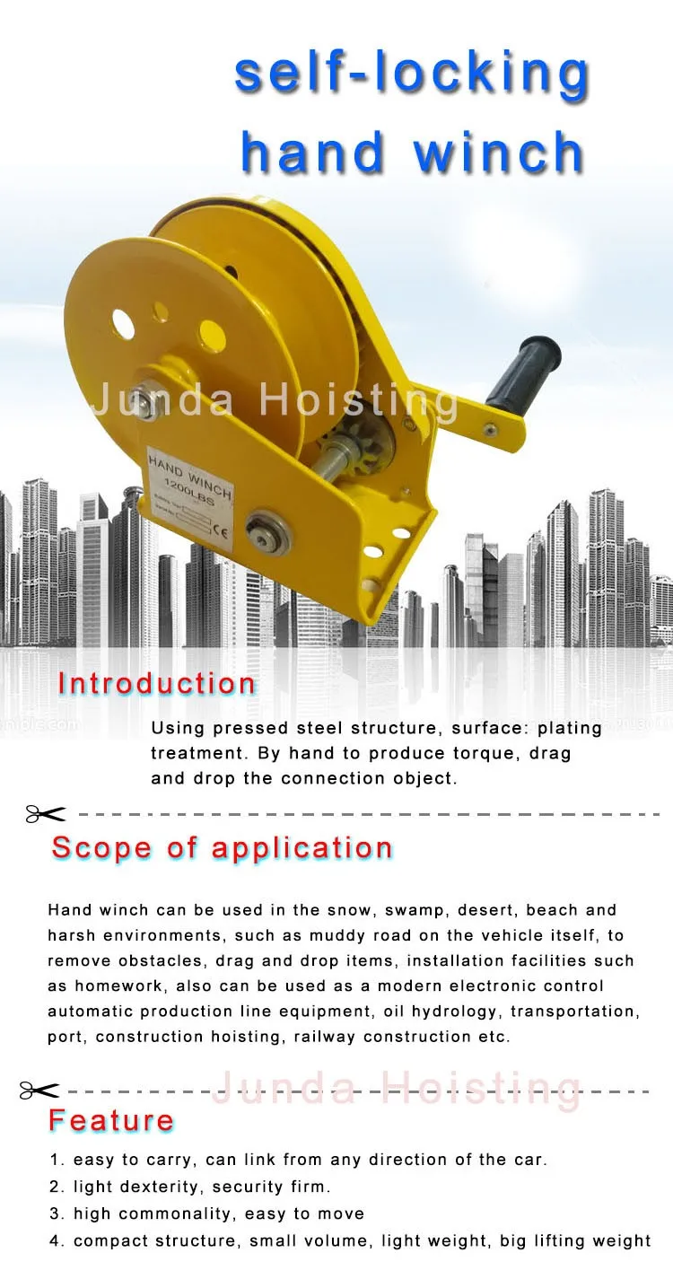 800LBS Manual Lifting Hand Winch - Self-Locking & Durable