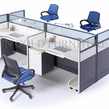 Half Glass Wall Partition Workstation Gaming Desk Wooden Office Cubicle ...