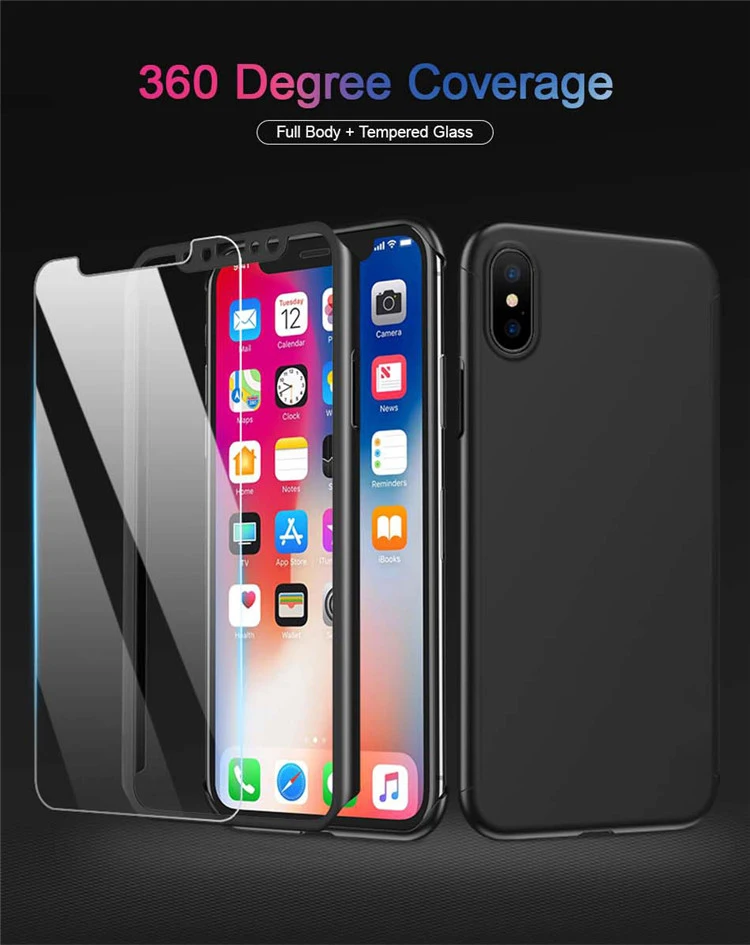 Accesorio móvil cobertura de 360 grados pc de vidrio templado para Iphone XR de la cubierta del ...