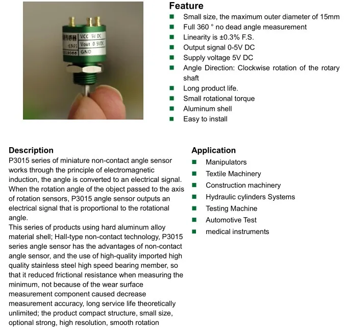 Mini Angle Sensor 4096 Resolution 0-5v Output Rotary Hall Sensor 15mm ...