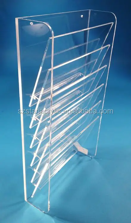 Wall Mounted Acrylic Newspaper Stand - Perspex Storage Rack