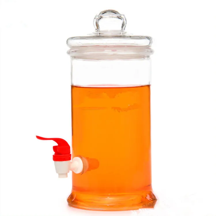 Homeware Storage Jar Glass Beverage Water Drink Dispenser With Tap ...
