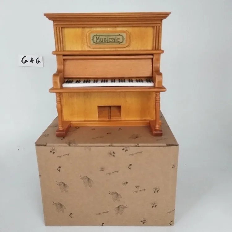 Natural Wooden Mini Piano Shaped Music Box - Buy Mini Piano Music Box ...
