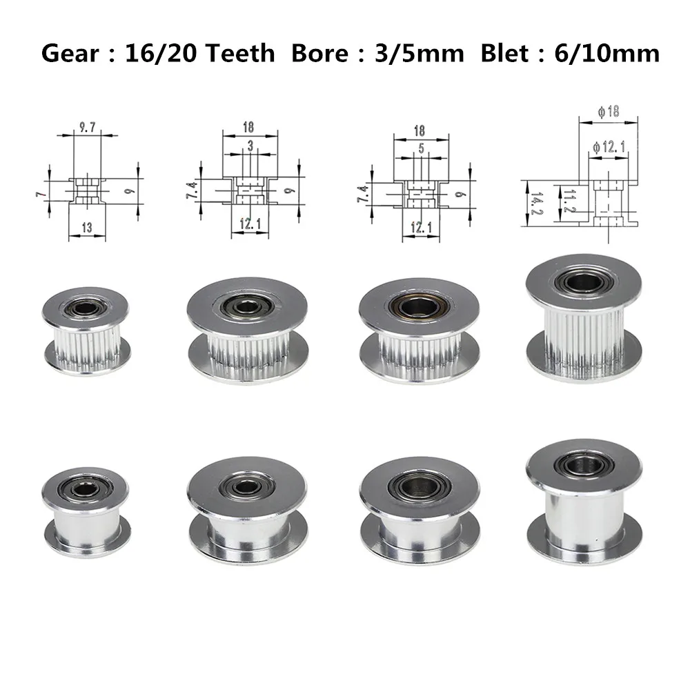Gt2 Pulley 16 20 Teeth Or Without Teeth Bore 3 5mm For 2gt Belt Width 6 gt2-pulley-16-20-teeth-or-without-teeth-bore-3-5mm-for-2gt-belt-width-6