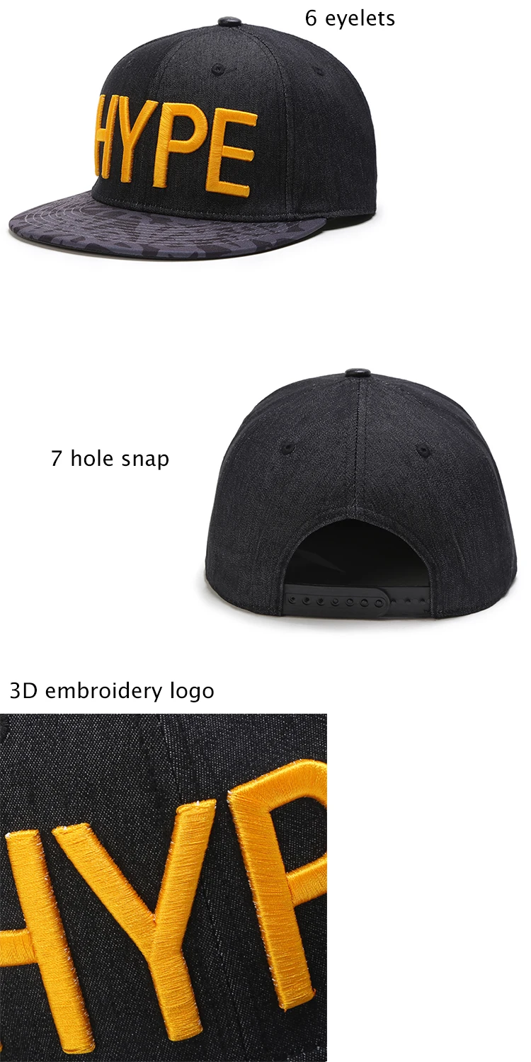 100% Acrylic Snapback Cap Plastic Closure Adults Flat And 3d Embroidery ...