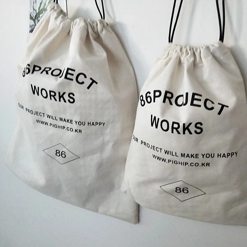 6oz Soft Calico Muslin Cotton Cloth Drawstring Bag With Custom Logo ...