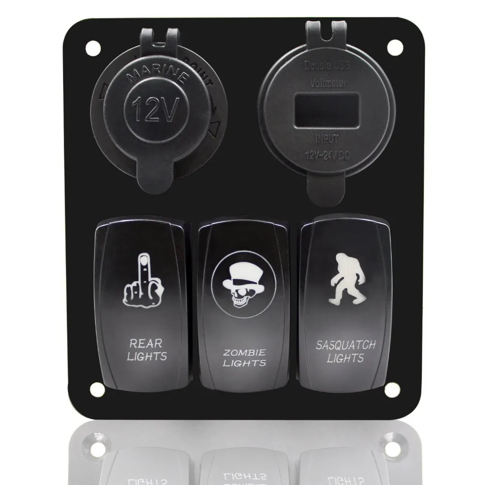 3 Gang Rocker Switch Panel With Usb Socket Rocker Switch Panel For ...