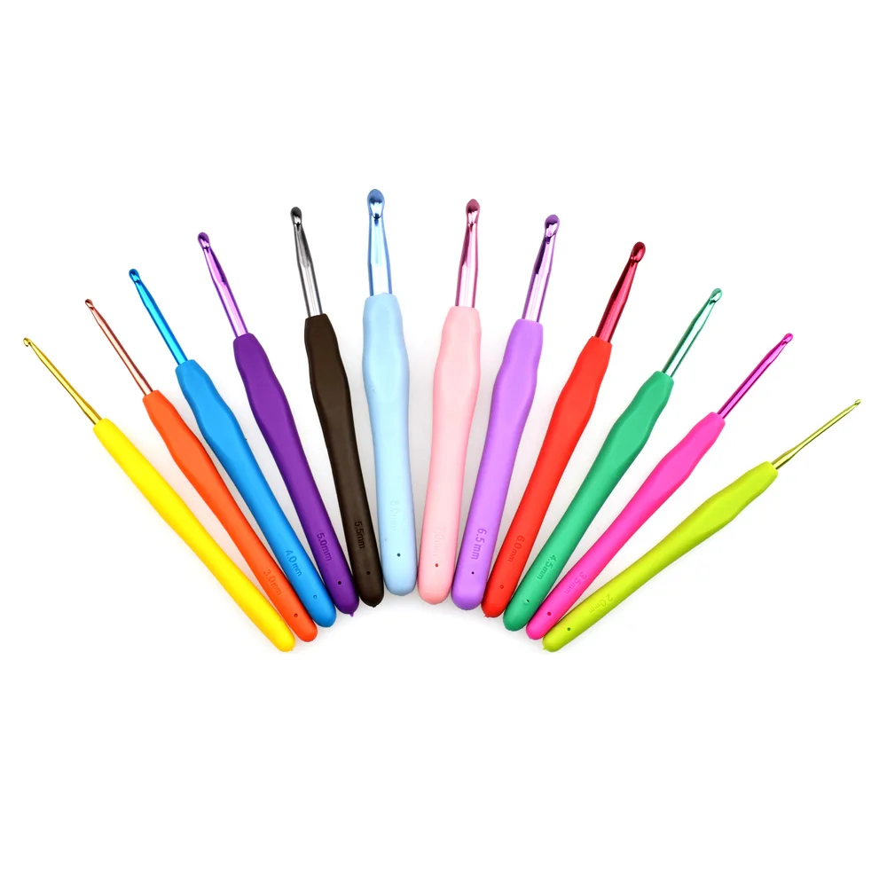 12pcs Assorted Crochet Needles Soft Handle Crochet Hooks Ergonomic ...