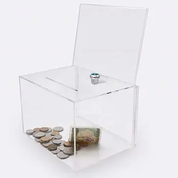 Jlb-034 Clear Plastic Collection Box With Lock,Lockable Perspex ...