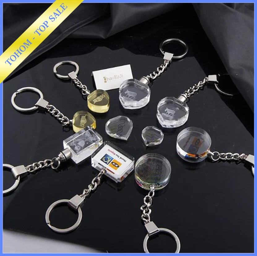 Best Selling 3d Laser Engraving Crystal Glass Keychain