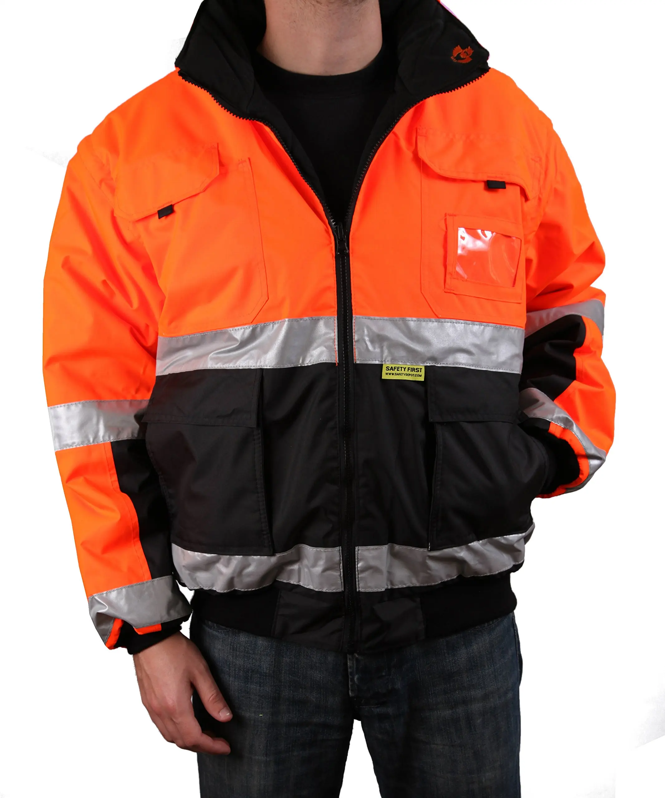 Large Water Resistant Safety Depot Reversible Jacket Class 2 ANSI ...