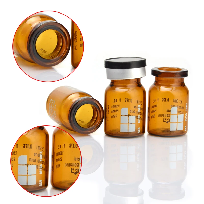 Empty Printed Glass 5ml Vial Bottle Amber Glass Vial 5ml For Injection ...
