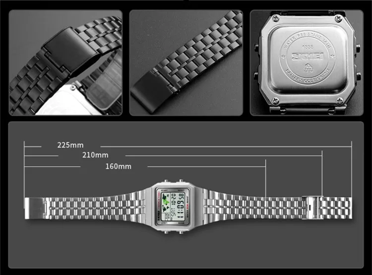 Skmei 1338 World Time Digital Men's Watches Fashion Led Digital Steel ...
