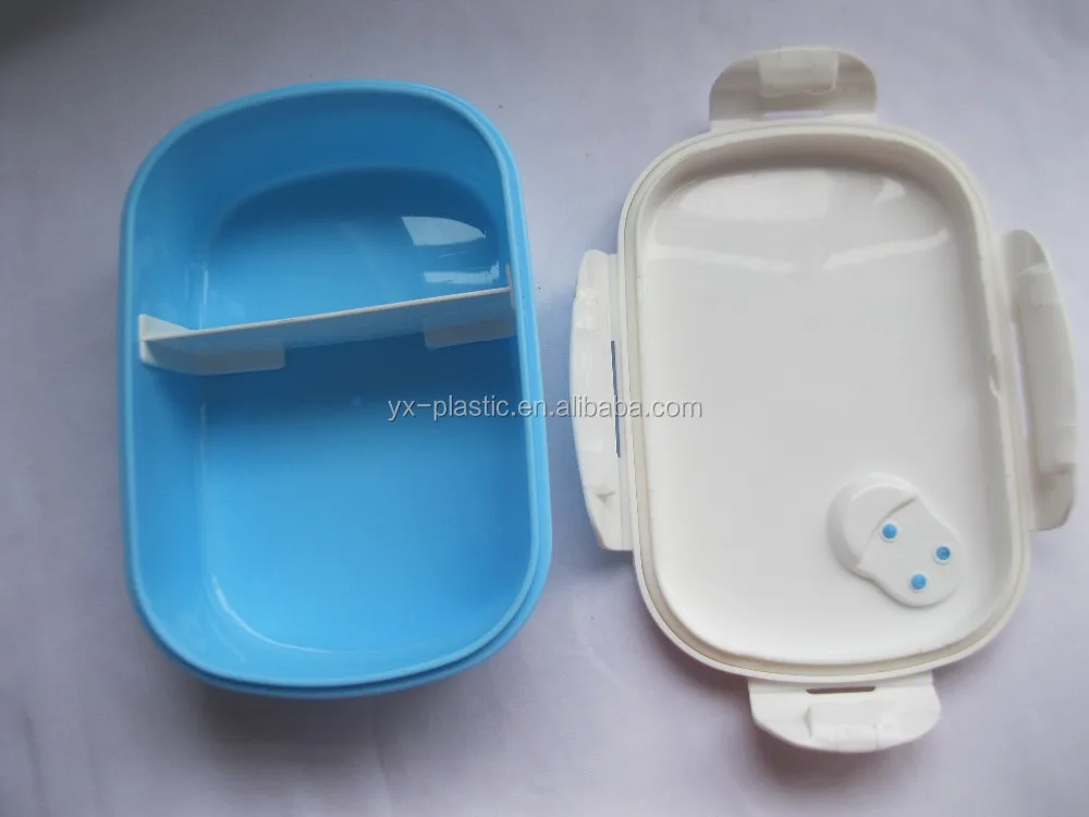 Rectangle Heatable Plastic Lunch Box With 2 Removable Divider 4 Side ...