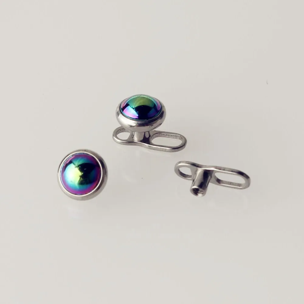 Astm F136 Titanium Piercing Micro Dermal Tops With Bezel Set Synthetic ...