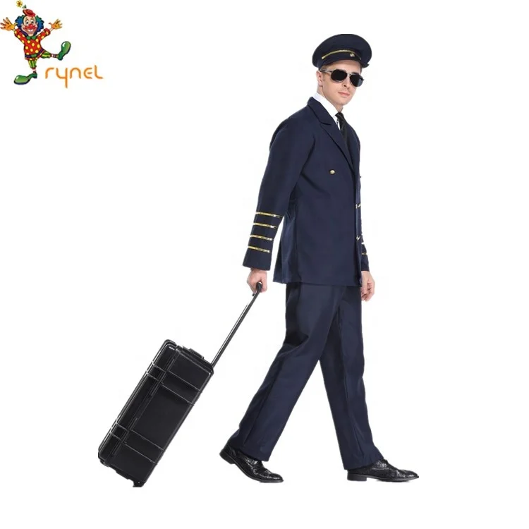 Dark Blue Men Airline Suit Uniform Aviator Pilot Costume - Buy Pilot ...