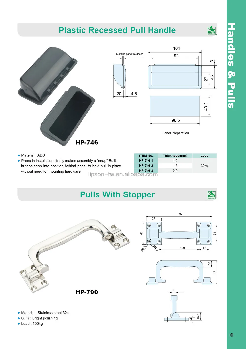 Hp-746 Machinery Door Recessed Flush Plastic Cabinet Handles - Buy ...