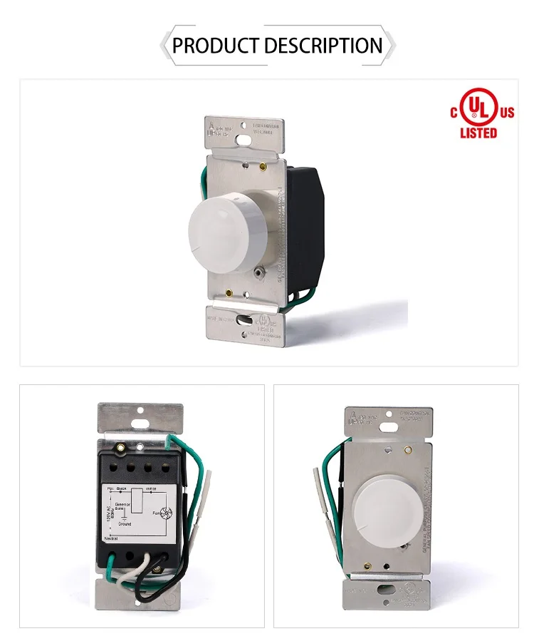 Single Pole Plastic 120v Ac Rotary Ceiling Fan Speed Control With Ul ...