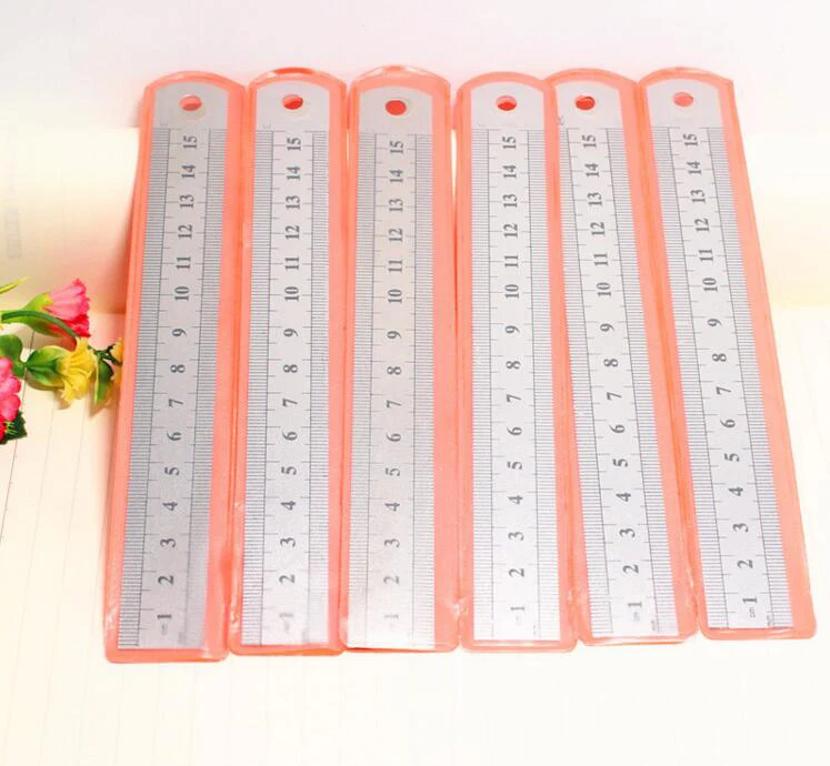 15 Cm 20 Cm 30 Cm Metal Stainless Steel Straight Scale Ruler With Hole ...