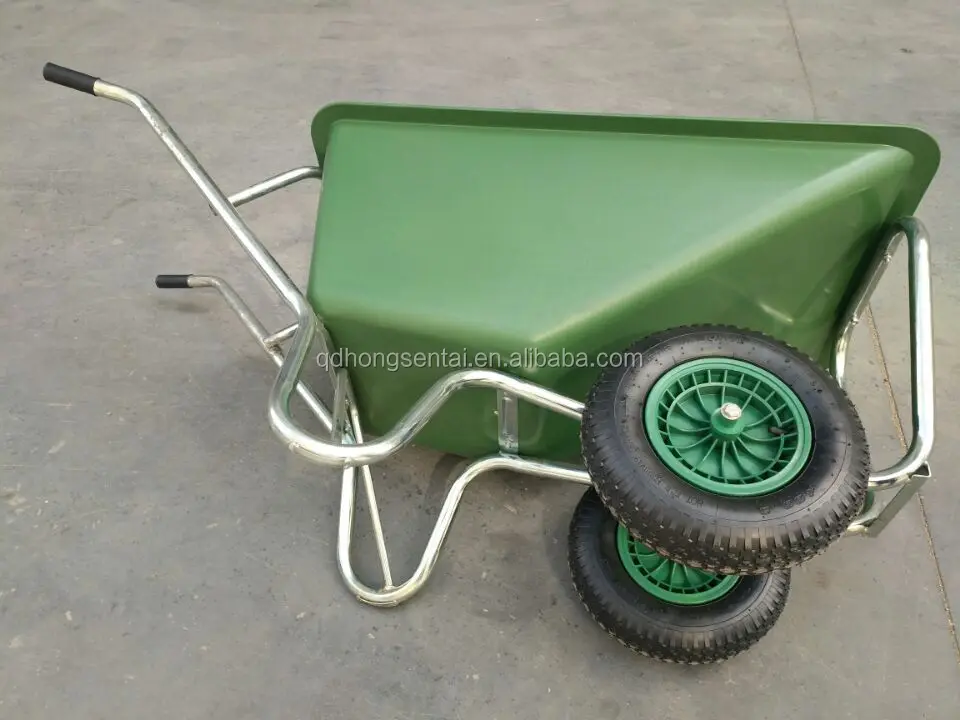 160l Twin Classic Two Wheels Galvanized Handle Green Plastic Tray Extra ...