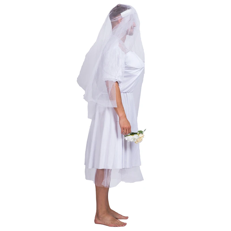 Adult Men Male Wedding Bride Funny Crossdresser Costume For Halloween ...
