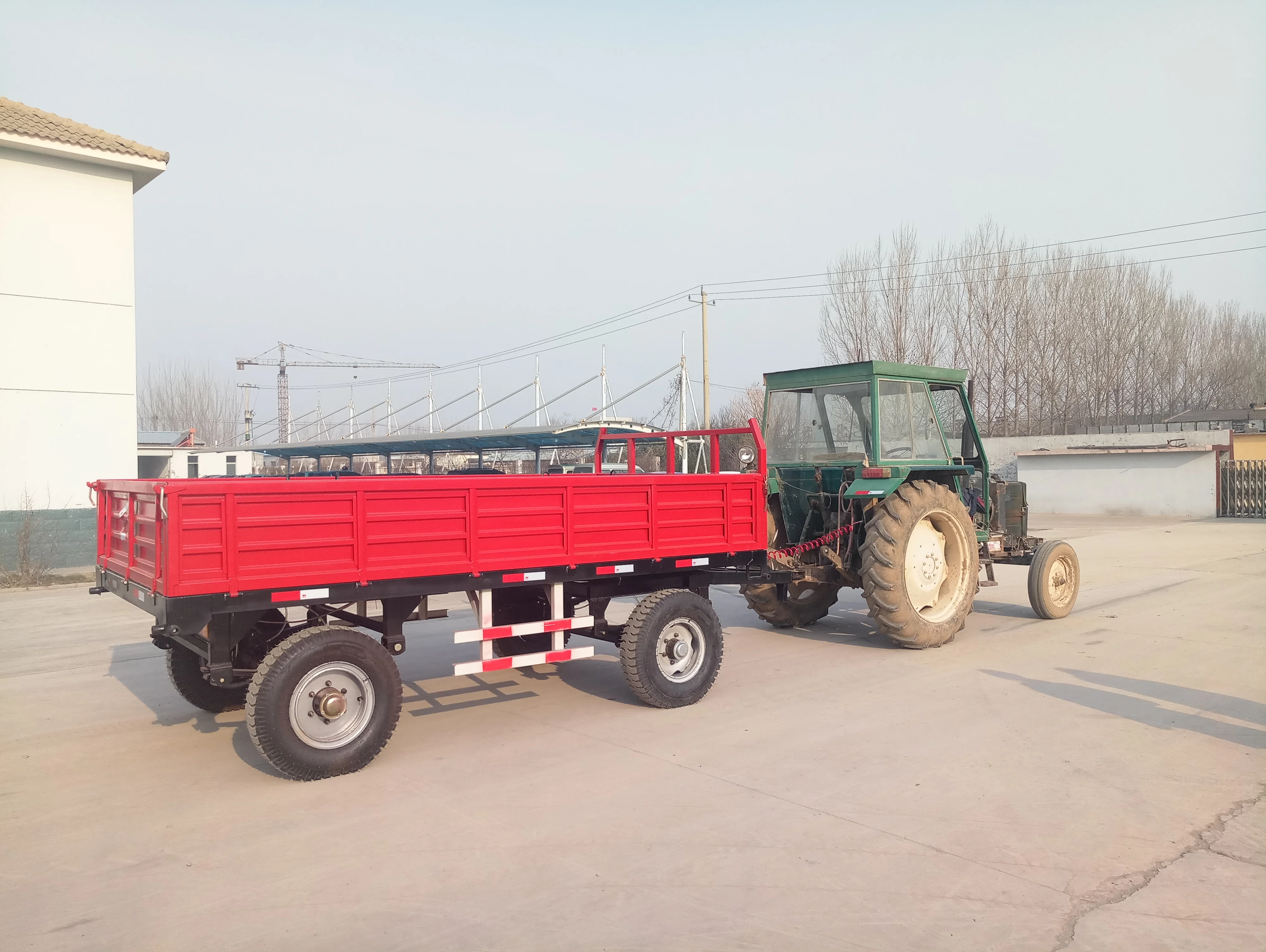 Factory Price Strong 4 Wheel Big Double Axle Farm Trailer - Buy Double ...