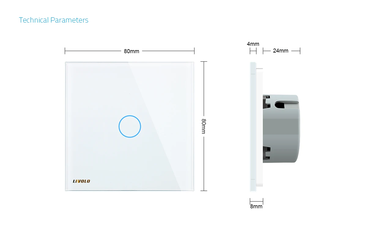 Livolo VL- C701-11 EU Standard 1 Gang 1 Way Touch Screen Smart Wall ...